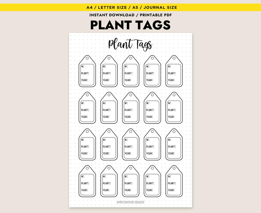 Printable Plant Tags Garden Labels Instant Download PDF for Gardeners ...