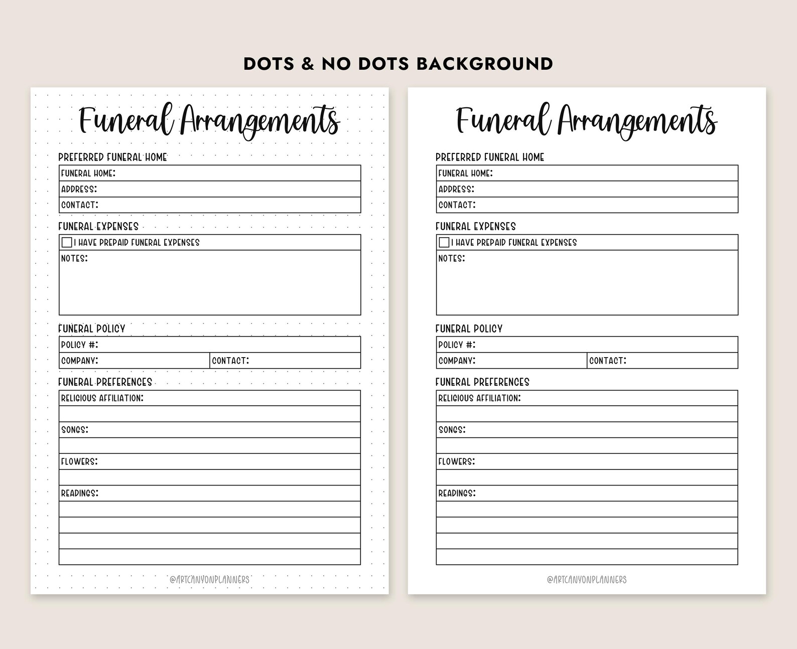 Funeral Arrangements Planner Printable End of Life Organizer Last ...