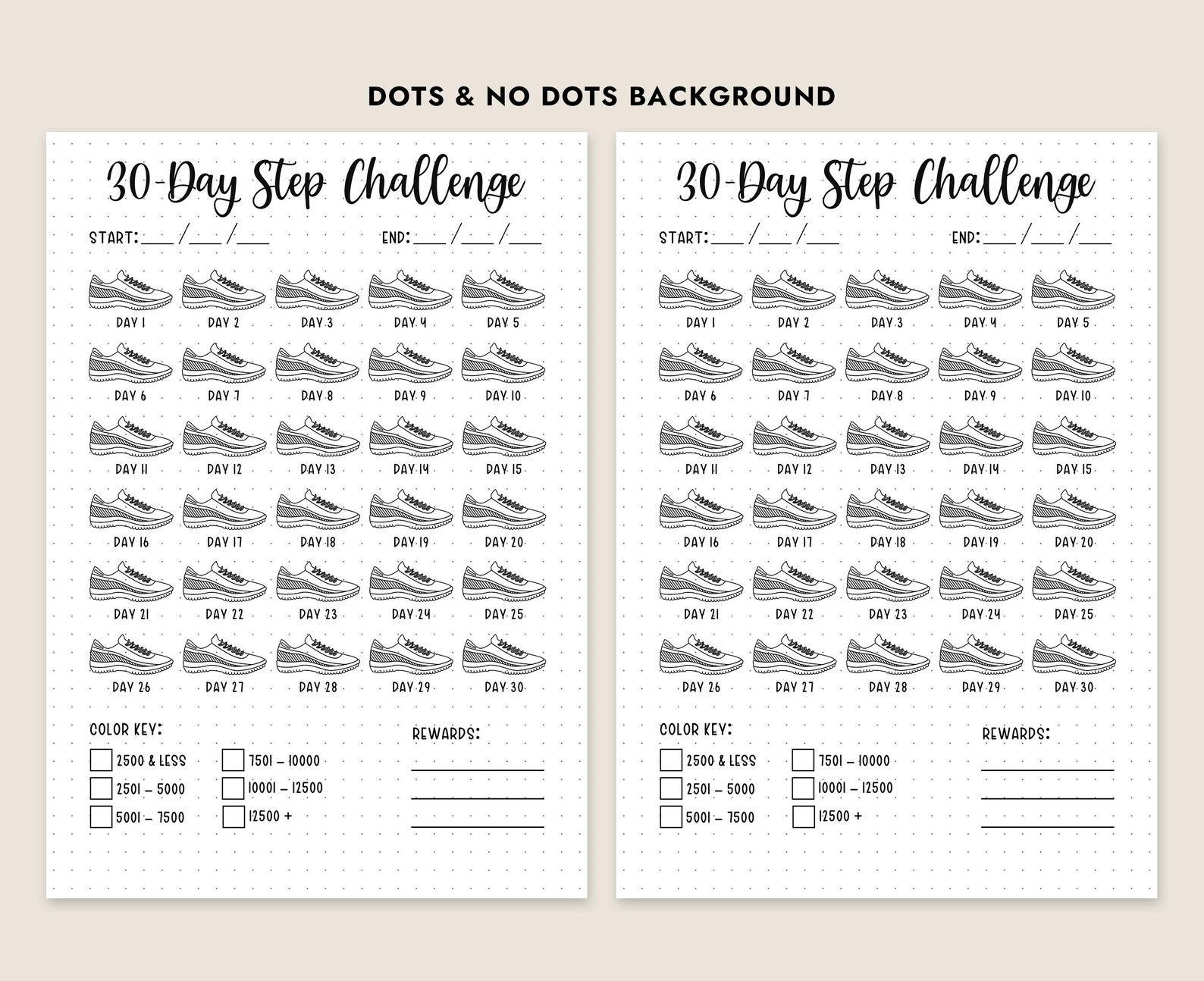 30 Day Step Challenge Tracker Printable Journal Page Planner Exercise ...