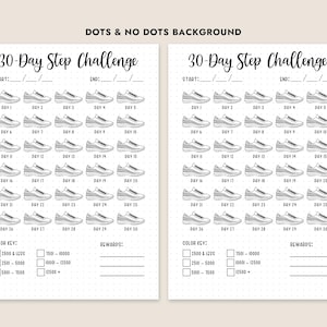 30 Day Step Challenge Tracker Printable Journal Page Planner Exercise ...