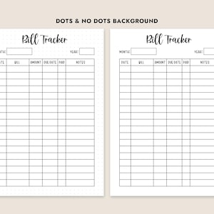 Bill Tracker Printable Journal Page Planner Expense Tracker Monthly ...