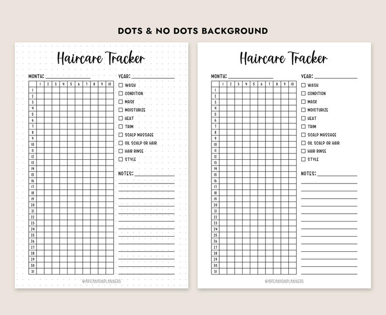 Haircare Tracker Printable Monthly Log Beauty Routine A4 A5 Letter PDF ...