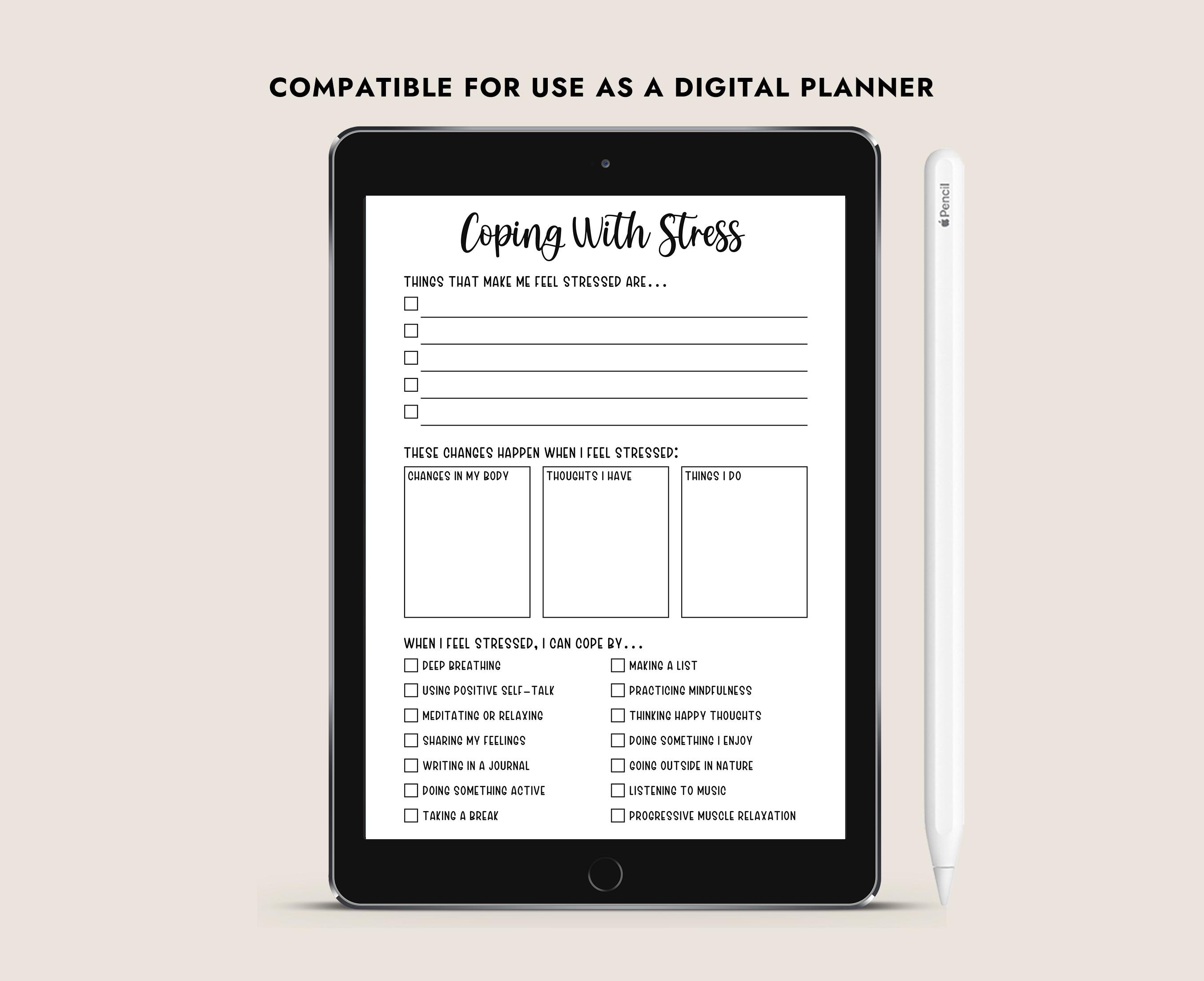 Coping With Stress Printable Worksheet Mental Health Journal Page Self ...
