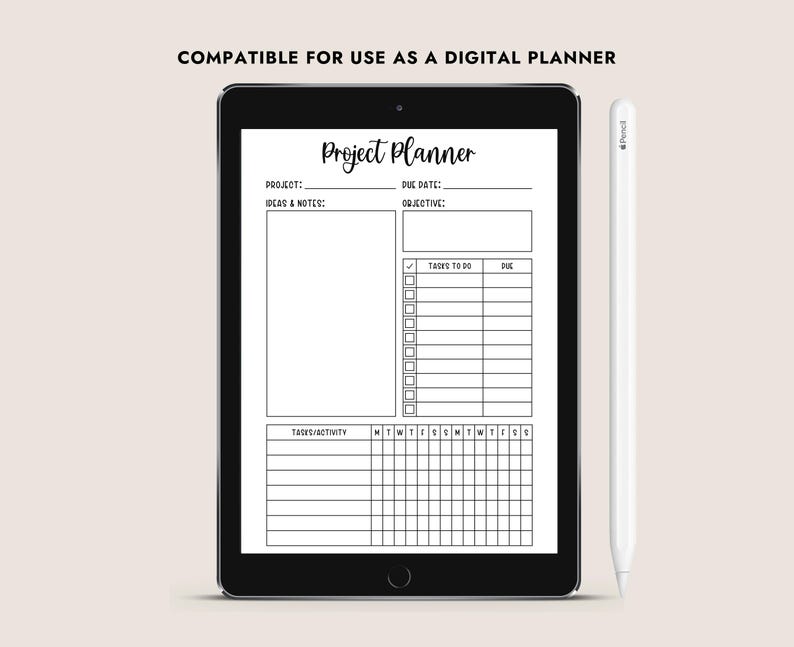 Project Planner Printable PDF Project Planning Template Daily Weekly ...