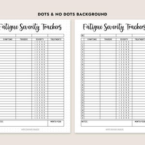 Fatigue Severity Tracker Printable Health Log Symptom Trigger PDF ...