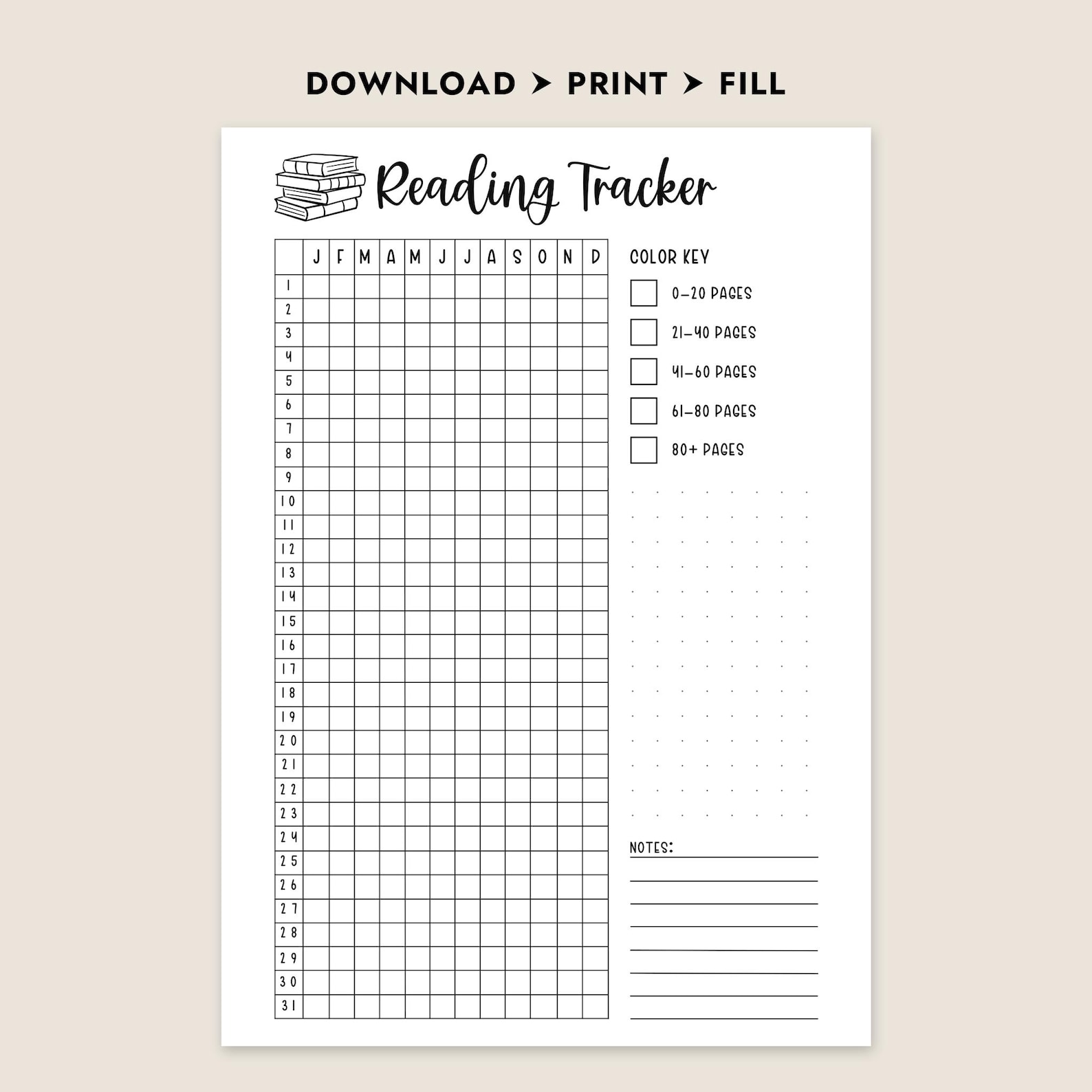 Reading Tracker Bundle Printable Journal Page Planner Book Reading Log ...