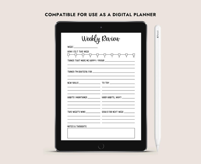 Weekly Review Printable PDF Instant Download A4 Letter A5 Journal ...
