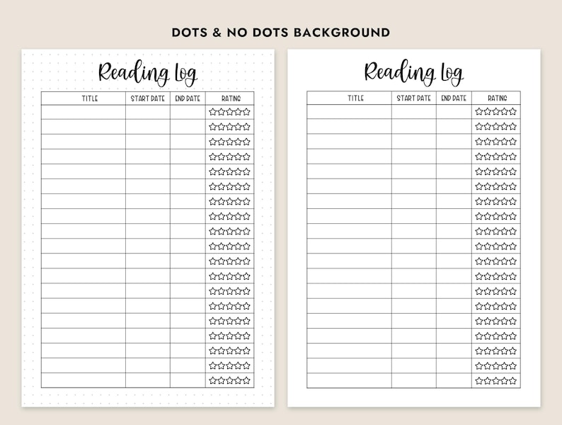 Reading Log Chart Printable Journal Page Planner Book Book Tracker ...