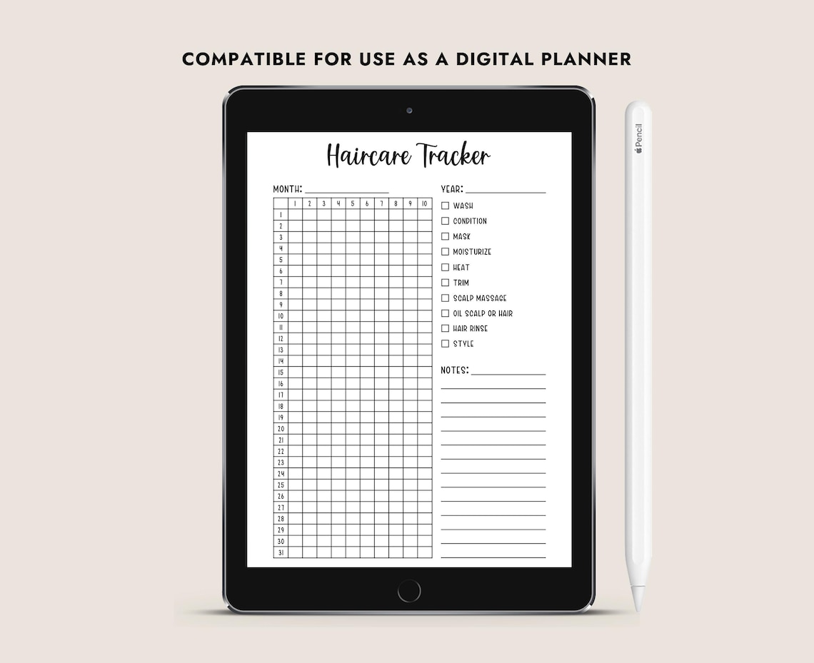 Haircare Tracker Printable Monthly Log Beauty Routine A4 A5 Letter PDF ...