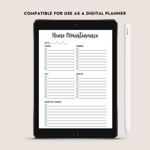 Home Maintenance Checklist Printable Seasonal Chore Chart Planner ...