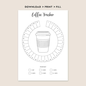 Coffee Tracker Printable Journal Page Planner Monthly Health Tracker ...