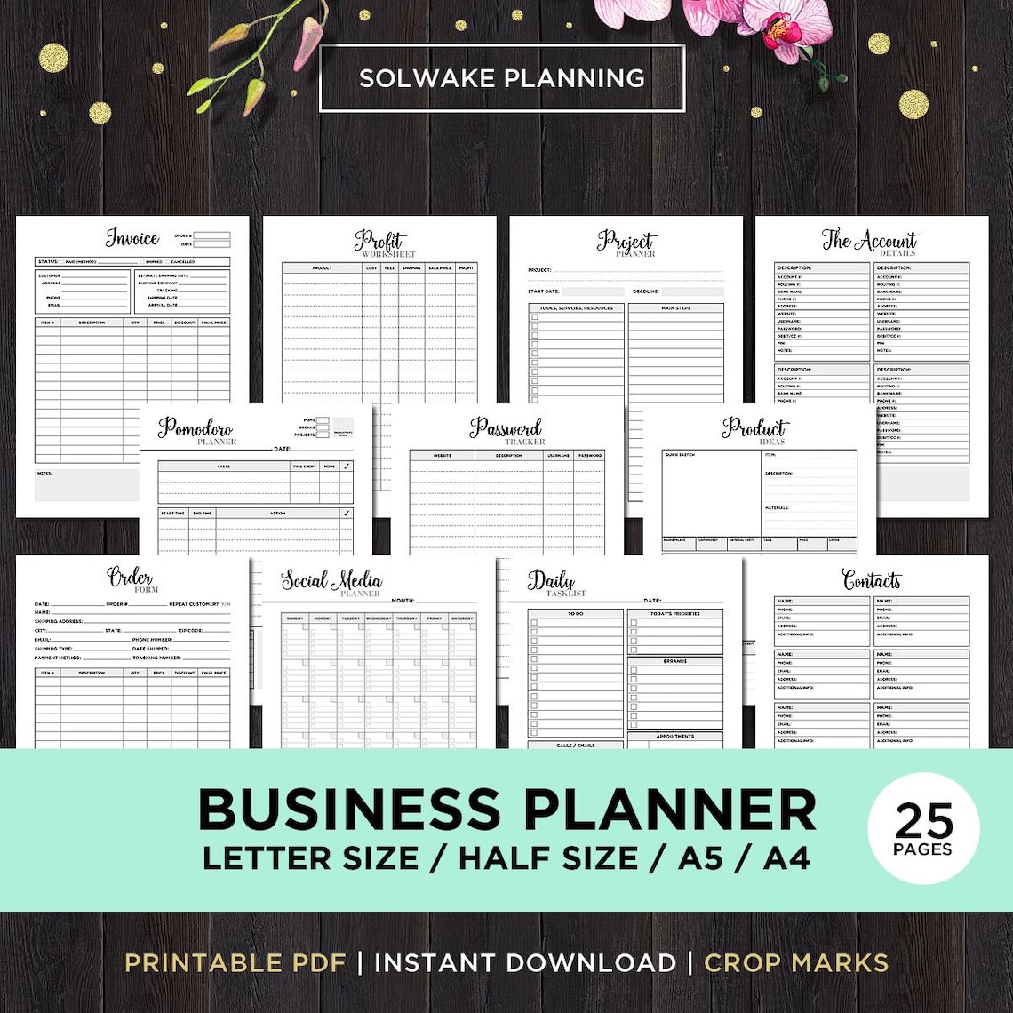 Small Business Planner Printable Home Business Planner Insert ...