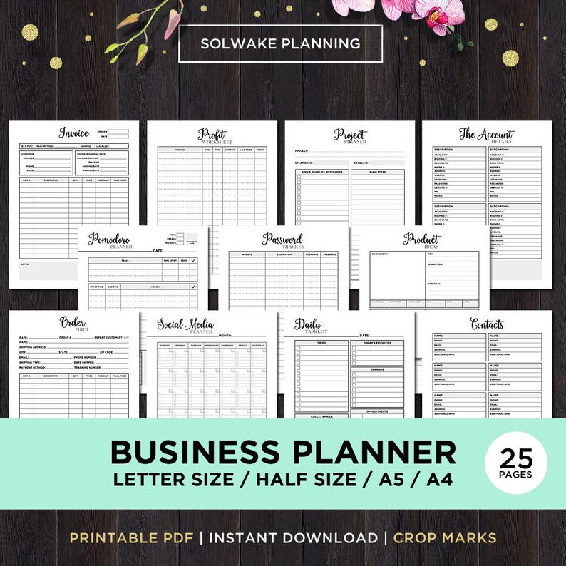 Small Business Planner Printable Home Business Planner Insert ...