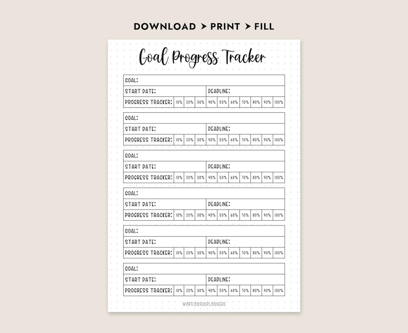 Printable Goal Progress Tracker Printable PDF Workout Exercises Digital ...