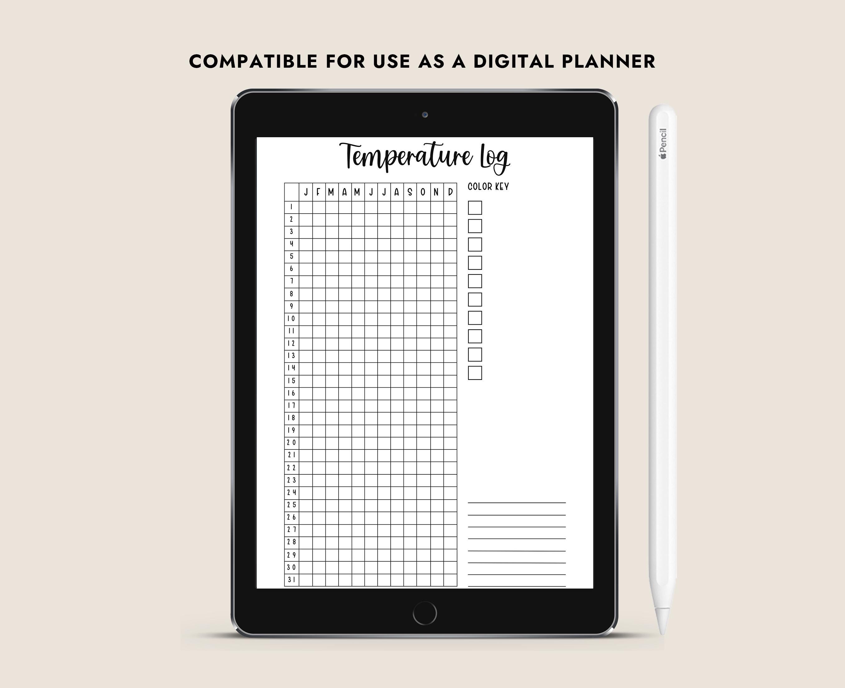 Temperature Log Monthly Printable Journal Page Weather Tracker - Etsy