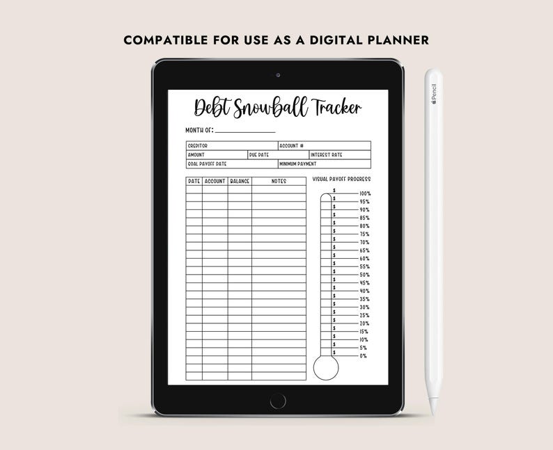 Debt Snowball Tracker Printable Debt Payoff Planner Template Financial ...