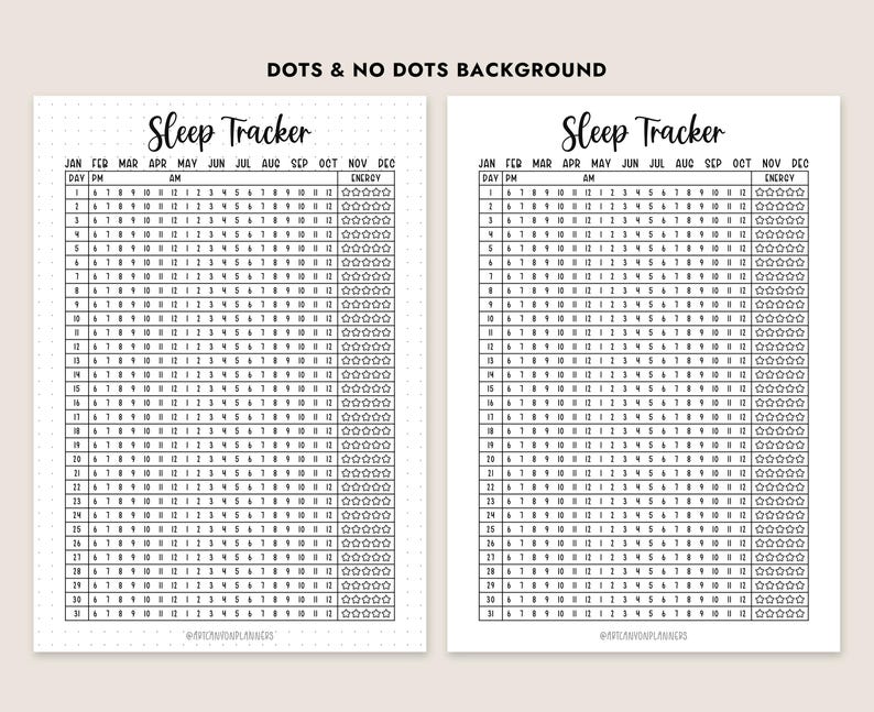 Sleep Tracker Printable Sleep Log Journal Template Daily Sleep Schedule ...