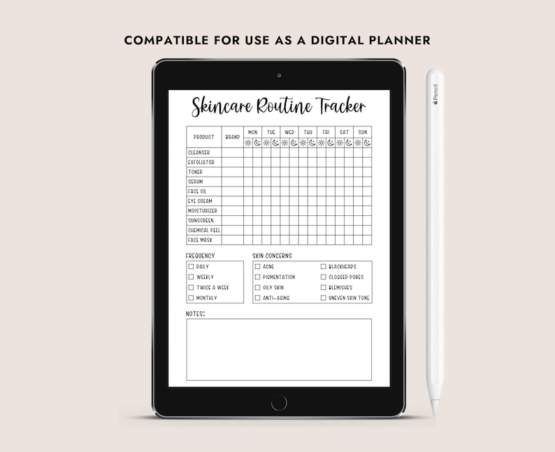 Skincare Routine Tracker Printable Daily Log Sheet A4 A5 Letter PDF ...