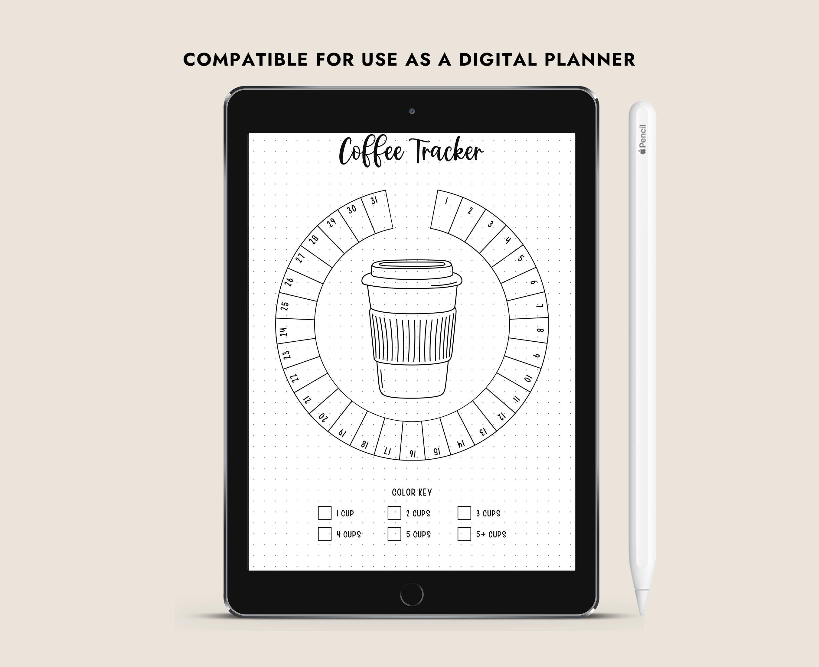 Coffee Tracker Printable Journal Page Planner Monthly Health Tracker ...