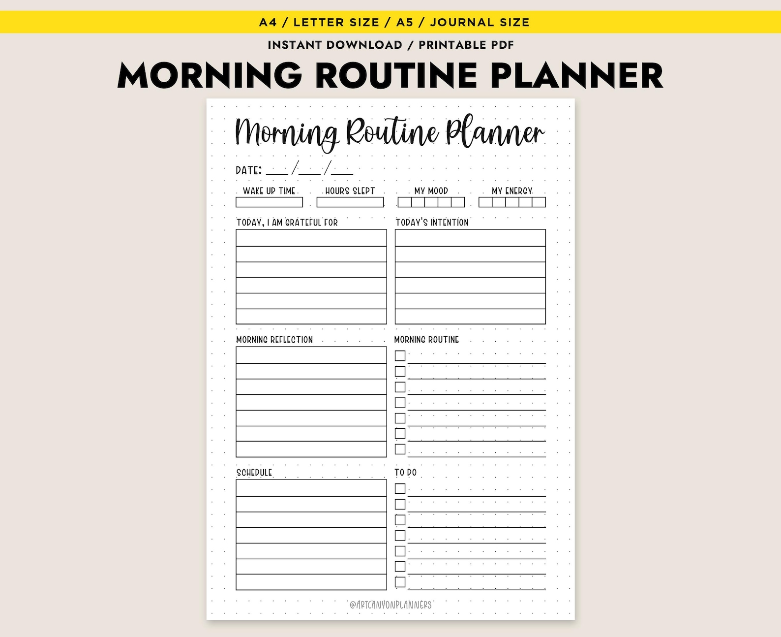 Morning Routine Planner Printable Daily Tracker Template A4 A5 Letter ...