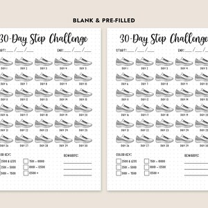 30 Day Step Challenge Tracker Printable Journal Page Planner Exercise ...