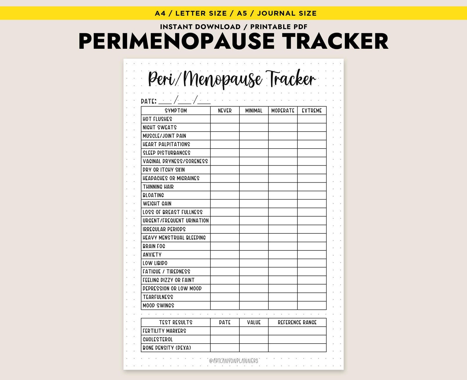 Peri Menopause Tracker Printable PDF Symptoms Log Perimenopause Journal ...