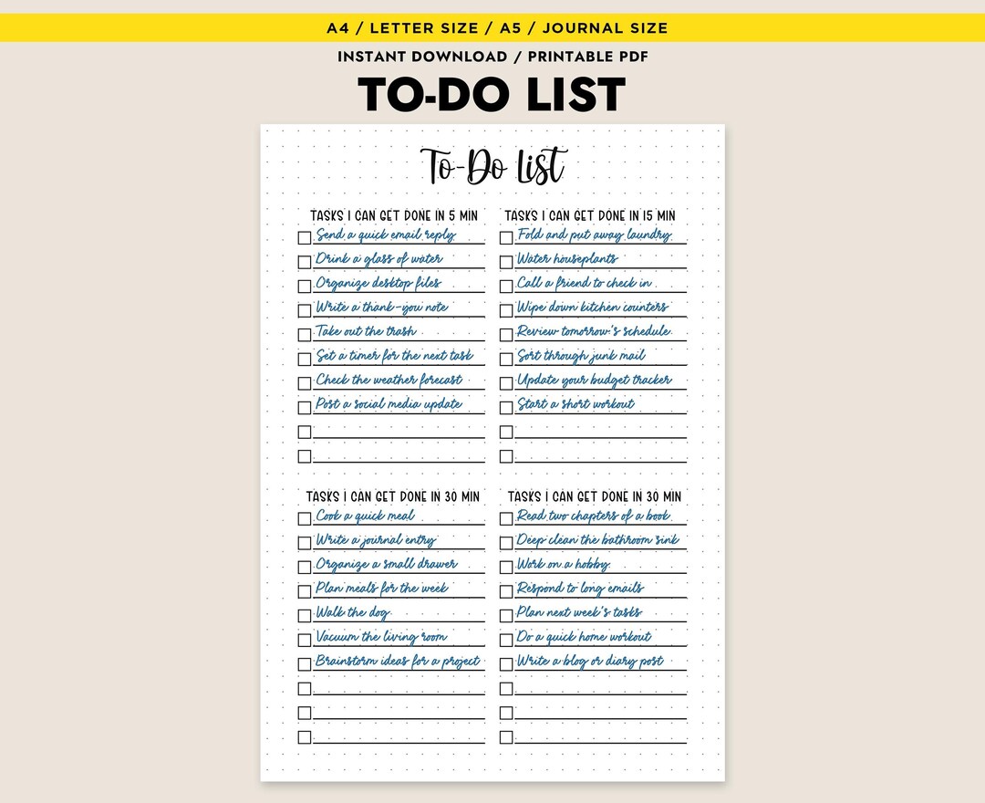 Simple to Do List Printable Journal Simple Tasks List Task Organizer ...
