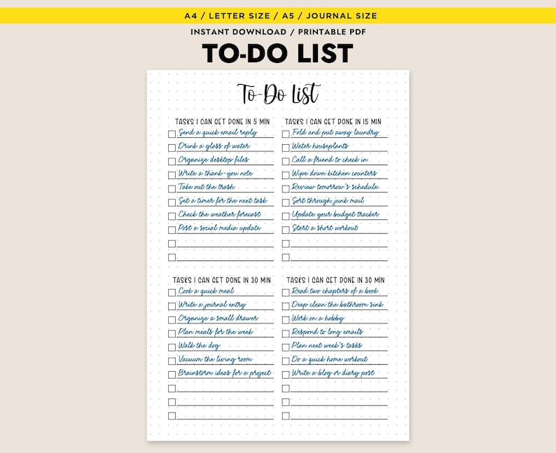 Simple to Do List Printable Journal Simple Tasks List Task Organizer ...