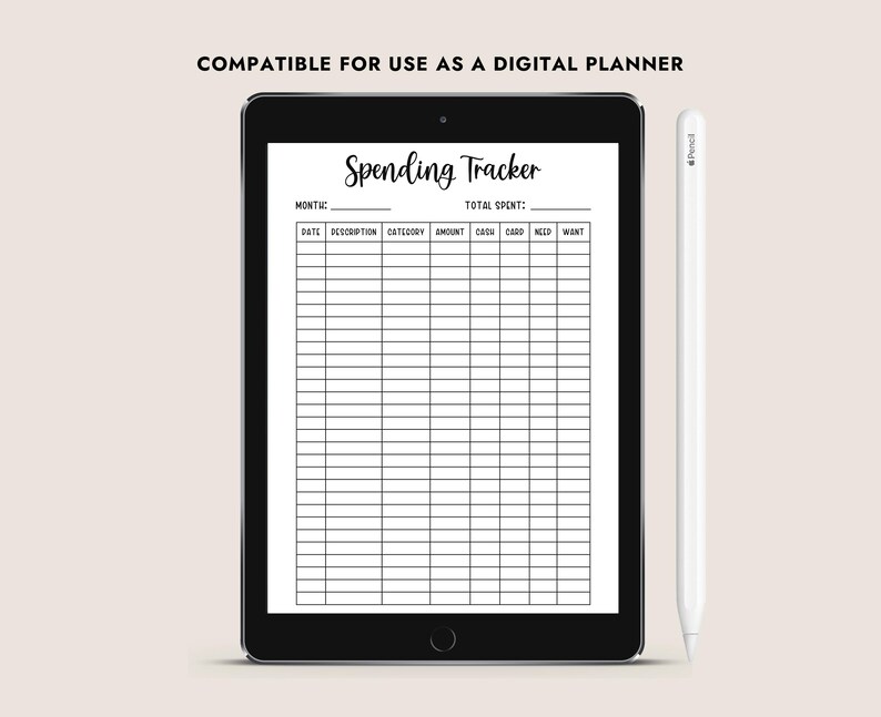 Printable Spending Tracker A4 Letter A5 Budget Planner Insert Monthly ...