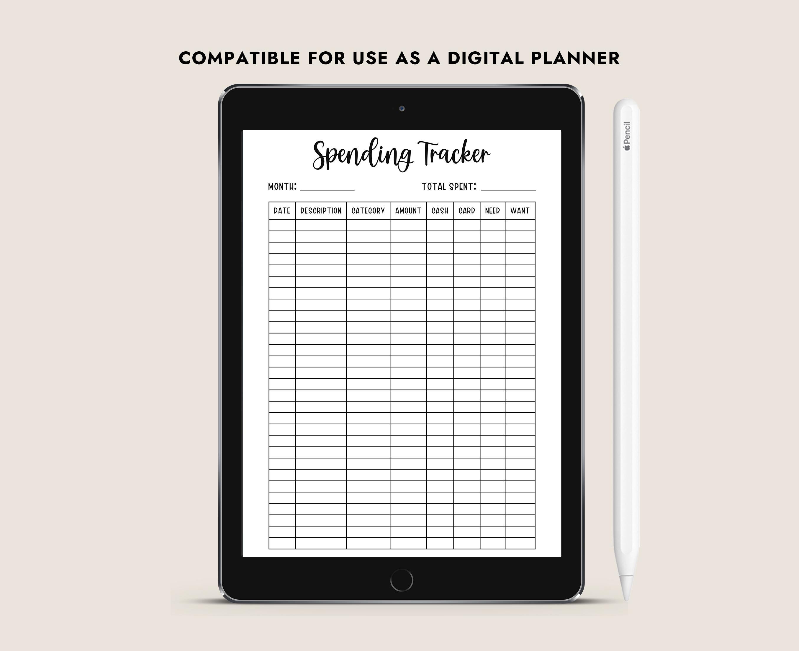 Printable Spending Tracker A4 Letter A5 Budget Planner Insert Monthly ...