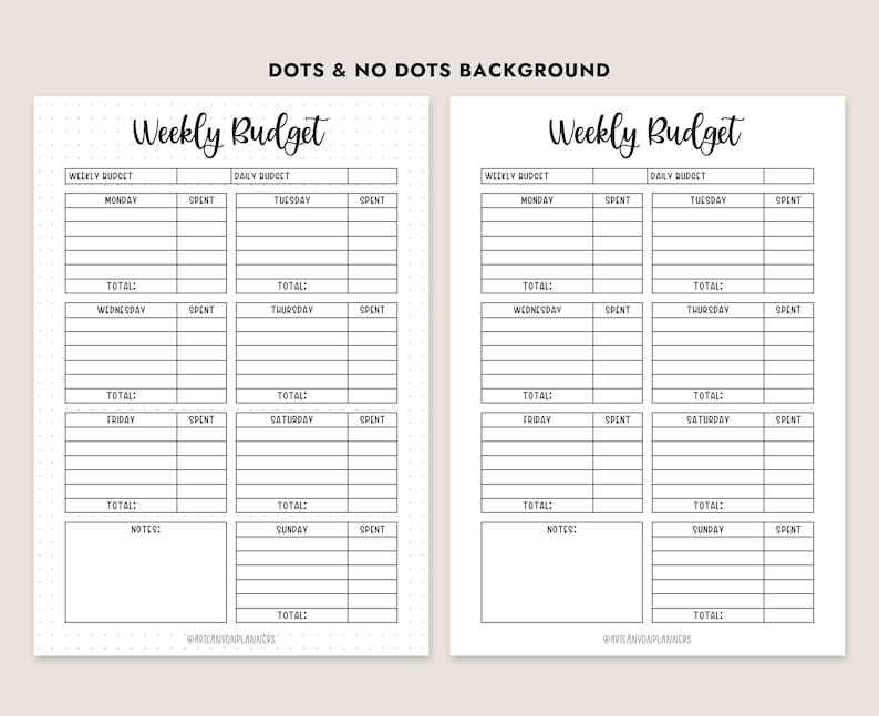 Weekly Budget Planner Printable A4 Letter A5 Journal Size Instant ...
