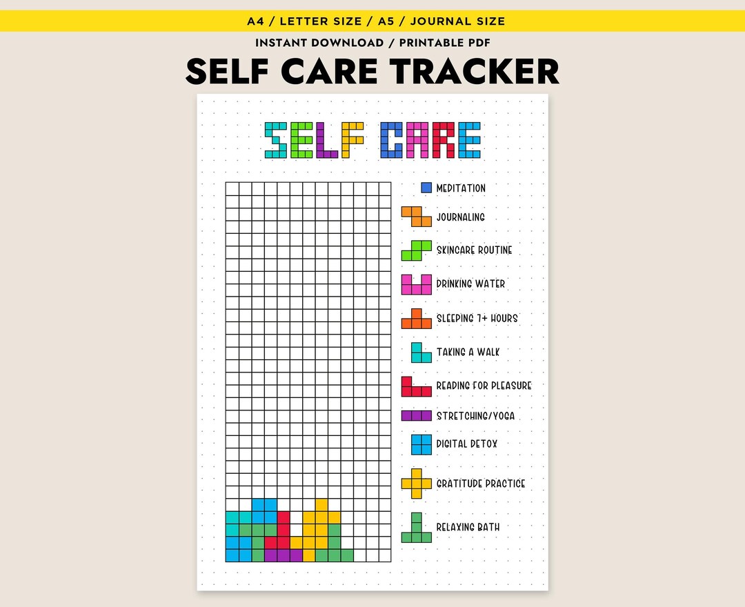 Self Care Tracker Printable Journal Page Wellness Tracker Daily ...