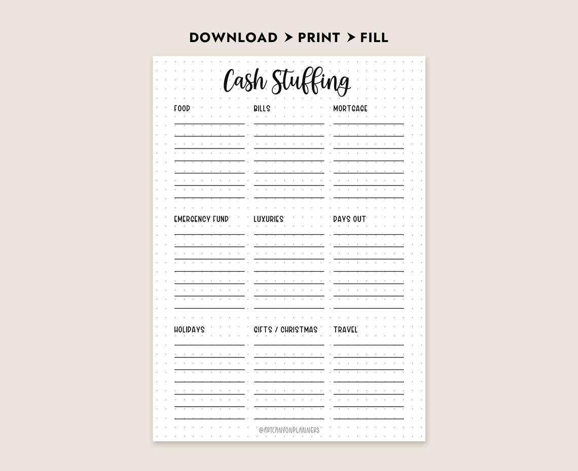 Cash Stuffing Printable Cash Budget Planner Financial Organizer A4 A5 ...