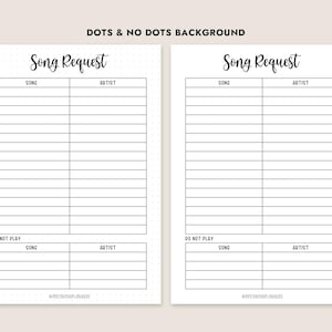 Song Request Form Printable Music Playlist Planner DJ Event Party ...