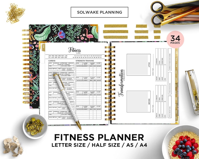 Fitness Planner Printable Health Planner Fitness Journal Printable ...
