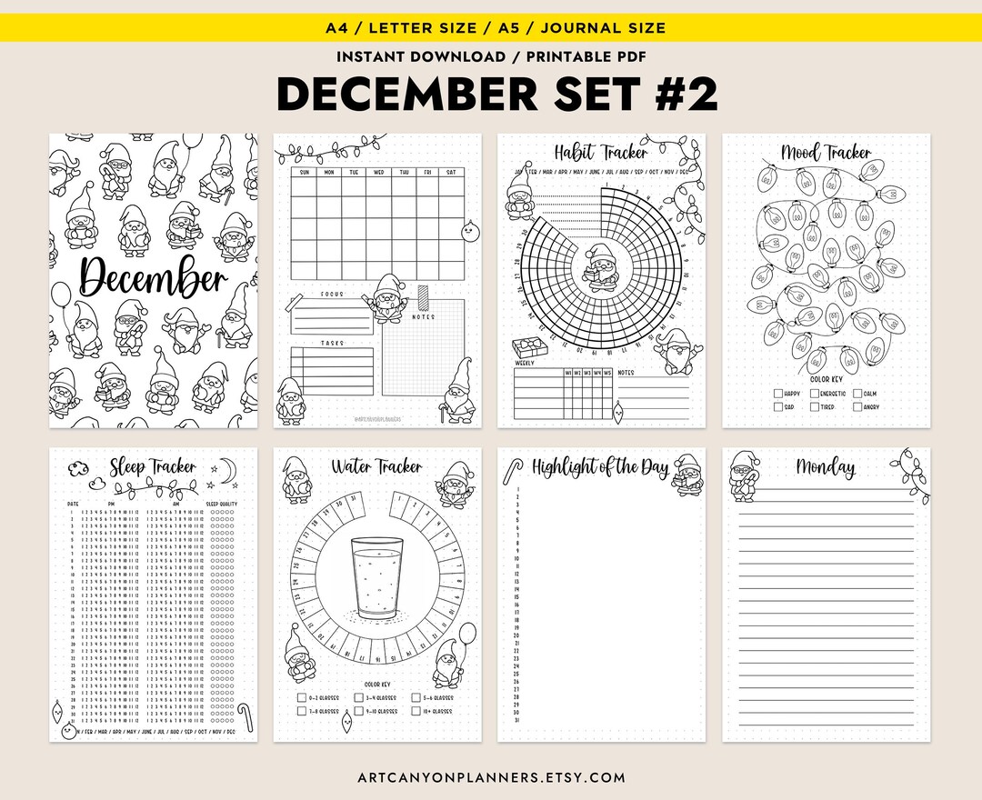 December Title Page Calendar Cover Page Printable Inserts Bullet ...