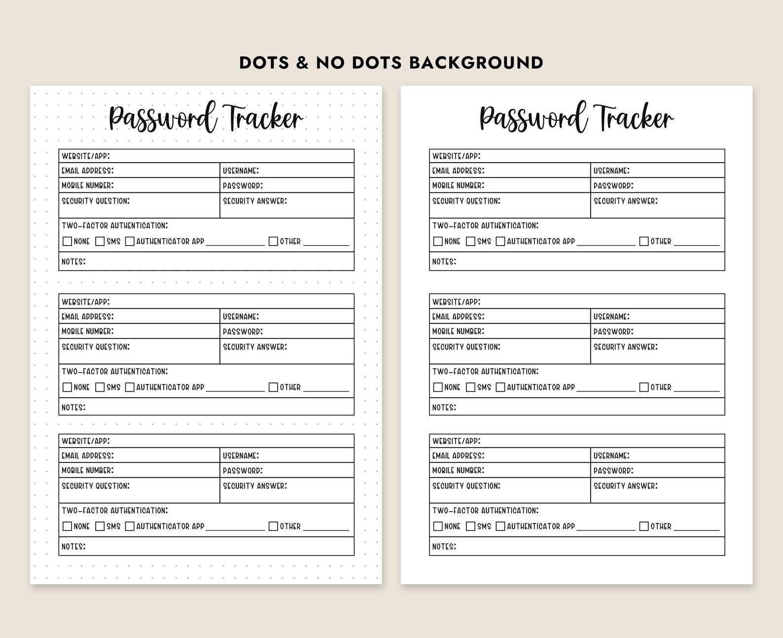 Password Tracker Printable Journal Page Password Log Password Organizer ...