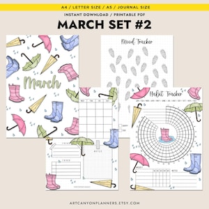 March Title Page Calendar Cover Page Printable Inserts Journal Bundle ...
