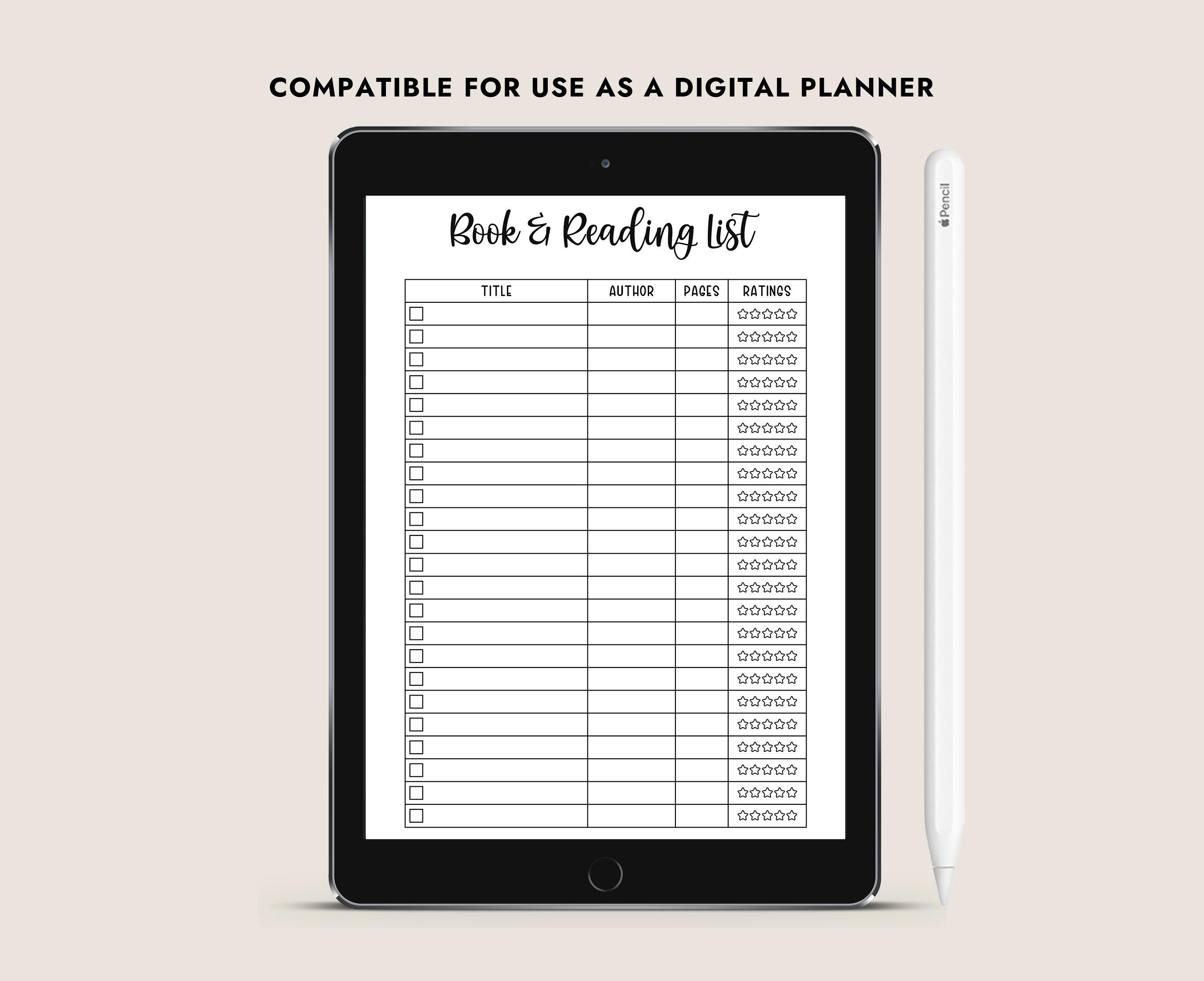 Book Reading List Printable Reading Log Planner Insert A4 A5 Letter ...
