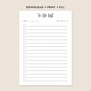 Minimal to Do List Printable Journal Simple Tasks List Task Organizer ...