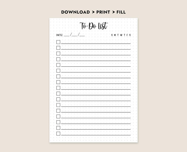 Minimal to Do List Printable Journal Simple Tasks List Task Organizer ...