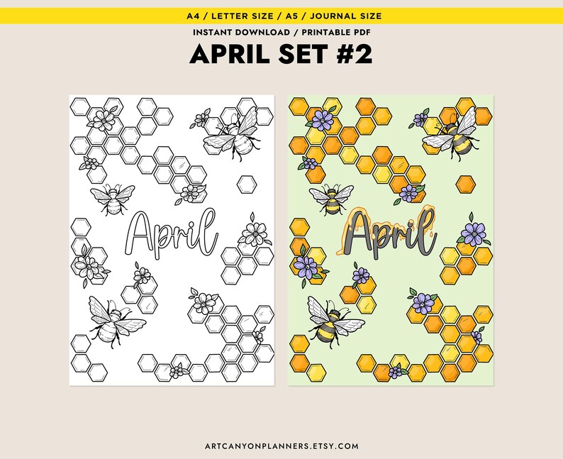 April Title Page Calendar Cover Page Printable Inserts Journal Bundle ...