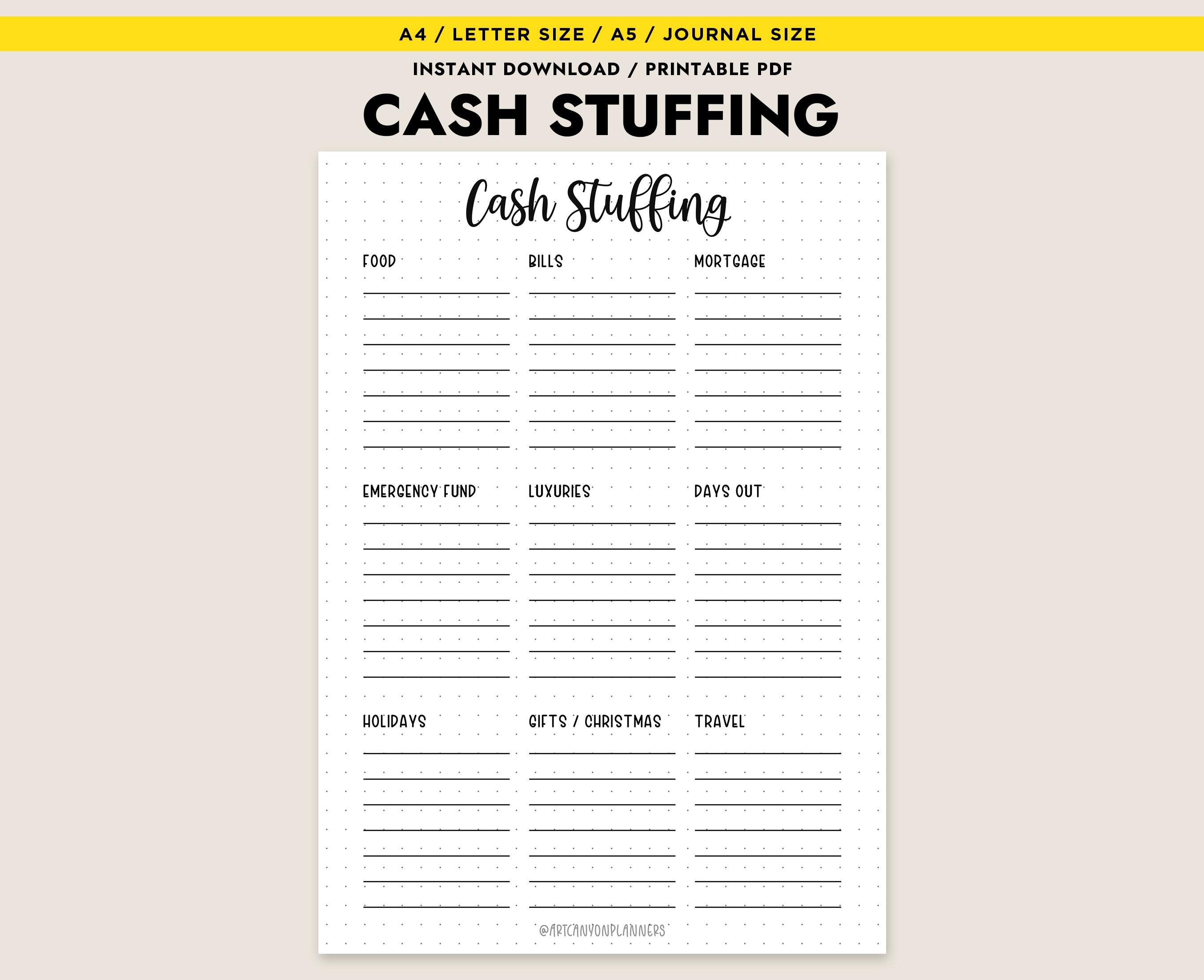 Cash Stuffing Printable Cash Budget Planner Financial Organizer A4 A5 ...