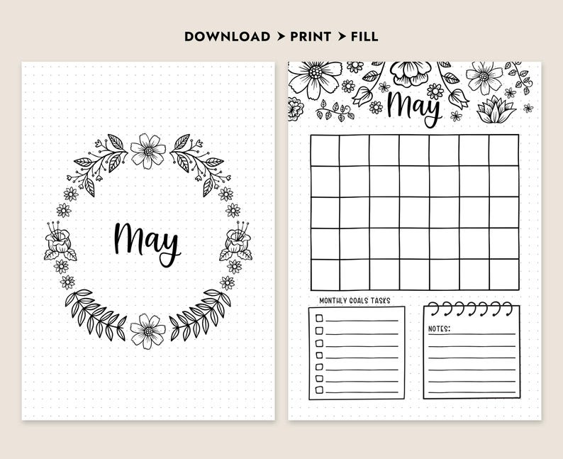 May Title Page Printable May Calendar Planner Cover Page Journal Title ...