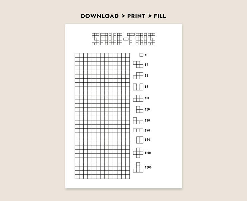 Save-tris Tracker Yearly Printable Journal Page Savings Tracker Money ...