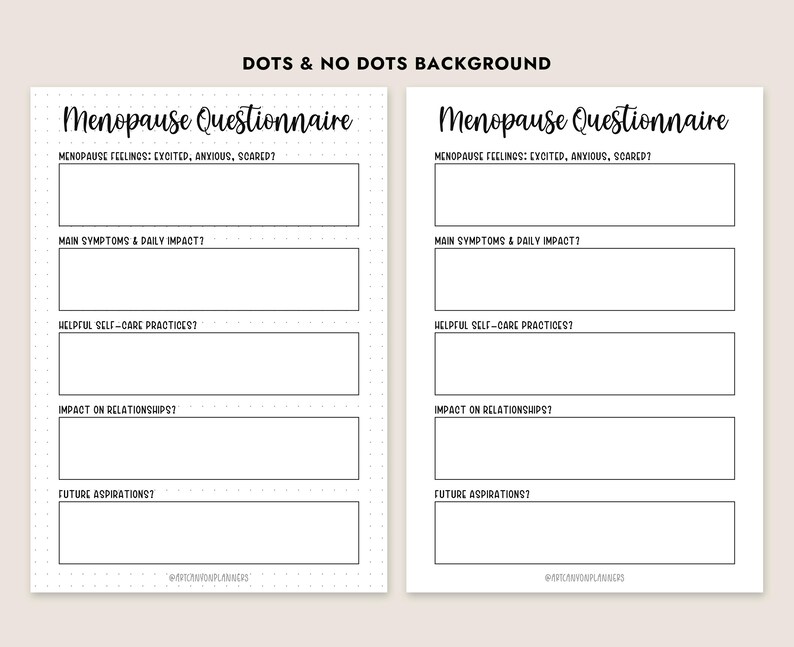 Menopause Questionnaire Printable PDF Instant Download Menopause ...