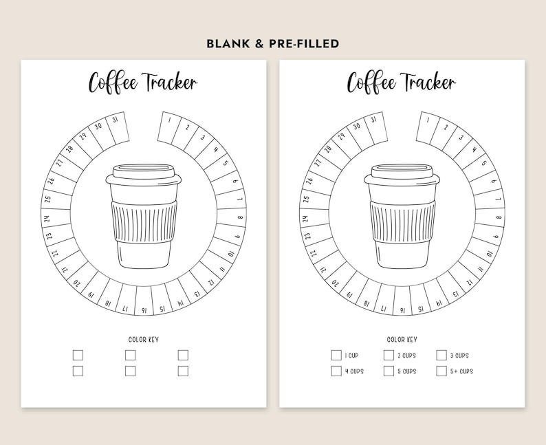 Coffee Tracker Printable Journal Page Planner Monthly Health Tracker ...