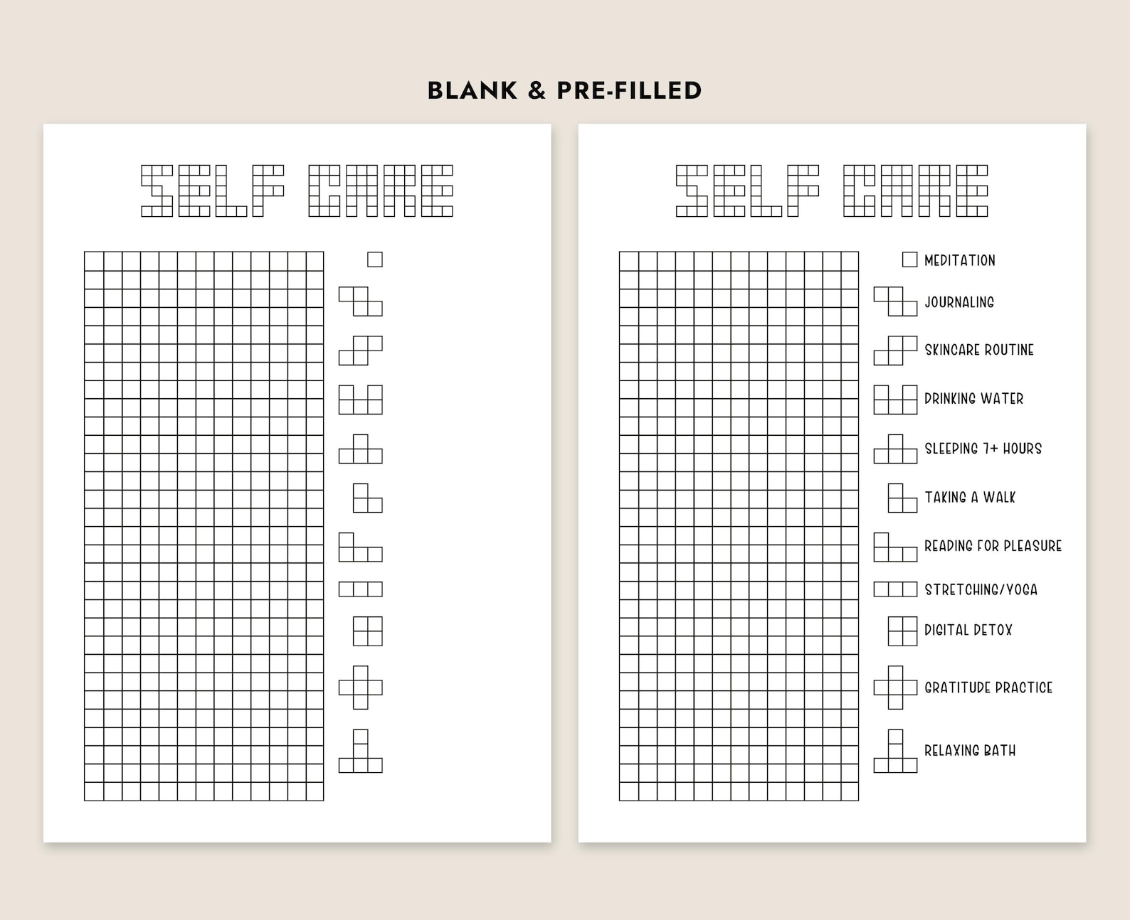 Self Care Tracker Printable Journal Page Wellness Tracker Daily ...