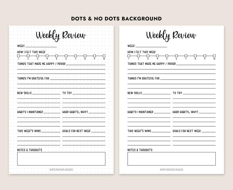 Weekly Review Printable PDF Instant Download A4 Letter A5 Journal ...
