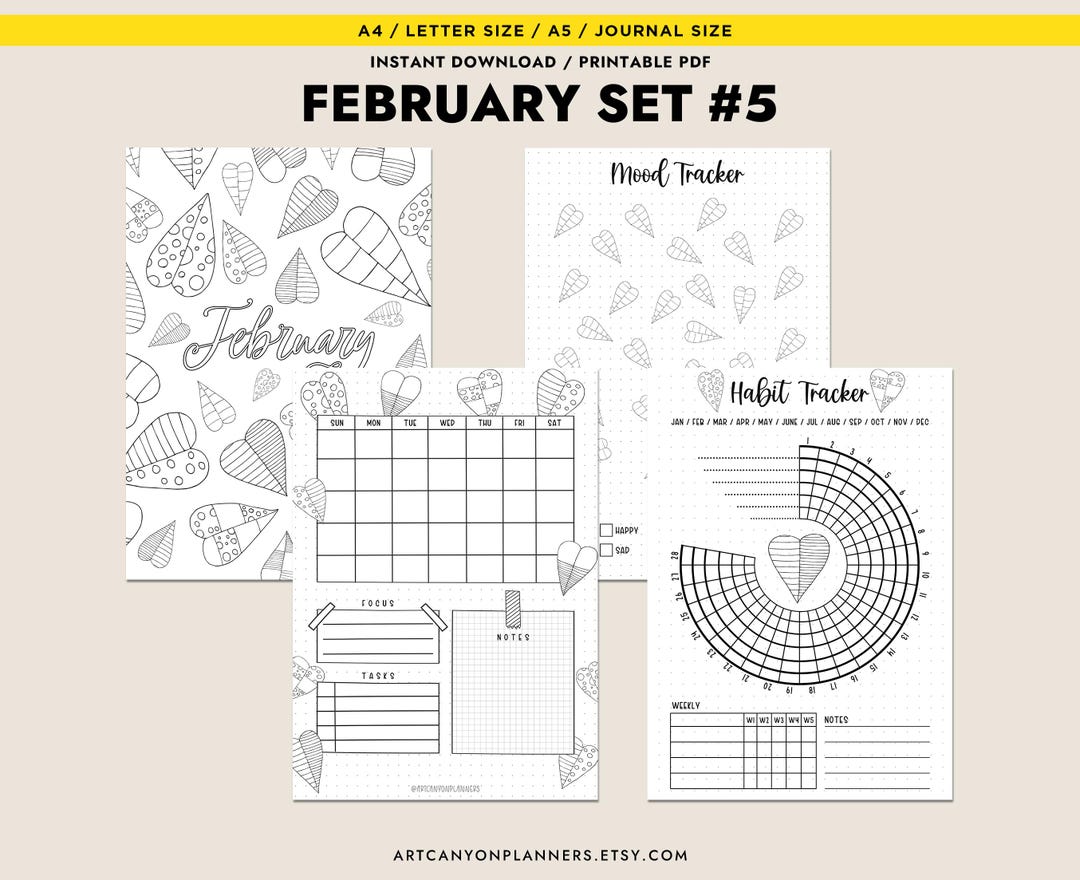 February Title Page Calendar Cover Page Printable Inserts Journal ...